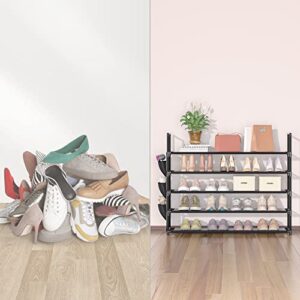 Shoe Rack 5 Tier Shoe Organizer Shoe Storage 20-25 Pairs Shoe Rack for Closet Shoe Rack Organizer Entryway Shoe Holder Space Saving Shoe Shelf Shoe Stand Large Tall Shoe Tower Bedroom Garage Door