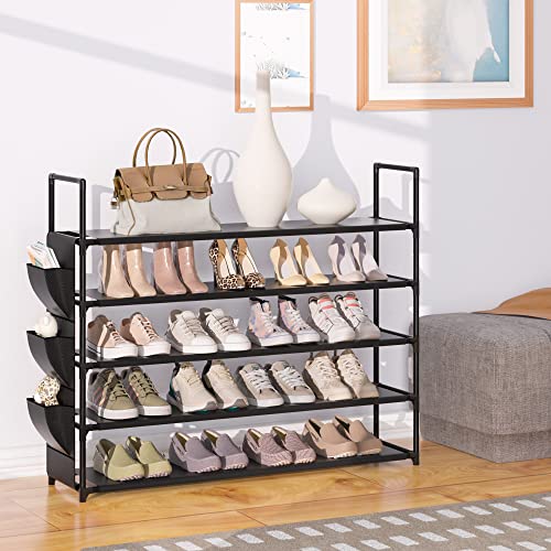 Shoe Rack 5 Tier Shoe Organizer Shoe Storage 20-25 Pairs Shoe Rack for Closet Shoe Rack Organizer Entryway Shoe Holder Space Saving Shoe Shelf Shoe Stand Large Tall Shoe Tower Bedroom Garage Door