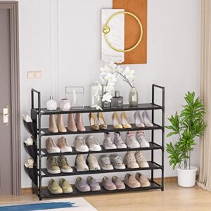 Shoe Rack 5 Tier Shoe Organizer Shoe Storage 20-25 Pairs Shoe Rack for Closet Shoe Rack Organizer Entryway Shoe Holder Space Saving Shoe Shelf Shoe Stand Large Tall Shoe Tower Bedroom Garage Door