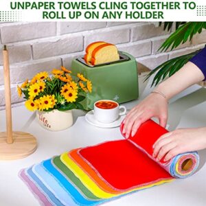 50 Pcs Reusable Paper Towels Absorbent Kitchen Napkins 9.8 x 9.8 Inch Washable Paperless Paper Towels Kitchen Cleaning Household Cleaning Cloths Napkins for Kids (Multi Colors, Solid Style)