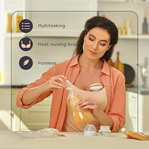 DENICO Wearable Breast Pump Hands Free - Portable Electric Pumps for Breastfeeding - Wireless Hands-Free Breast Pumps with 3 Low Noise Modes & 10 Levels, LED Display, 18, 24, 28 mm (Set of 2)