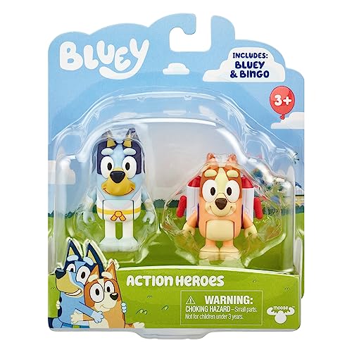 Bluey Figure 2-Packs, Action Heroes 2.5 Inch and Bingo Figures