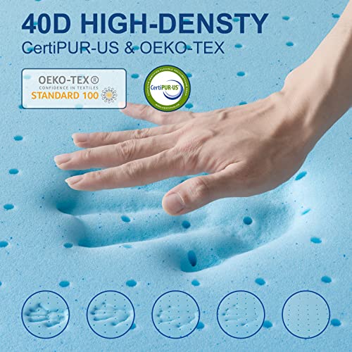 Maxzzz 2 Inch Memory Foam Mattress Topper Queen Gel-Infused Memory Foam Bed Mattress Topper High Density Cooling Mattress Pad with Removable Soft Cover for Back Pain, Pressure Relief White