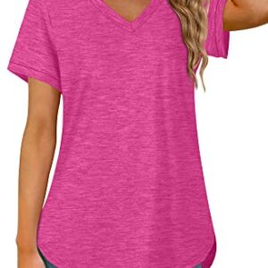 T Shirts for Women Loose Fit Tunic Tops to Wear with Leggings Hot Pink L