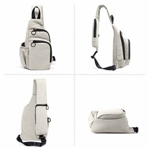 ODODOS Crossbody Sling Bag with Adjustable Straps Small Backpack Lightweight Daypack for Casual Hiking Outdoor Travel, Light Grey