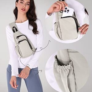 ODODOS Crossbody Sling Bag with Adjustable Straps Small Backpack Lightweight Daypack for Casual Hiking Outdoor Travel, Light Grey