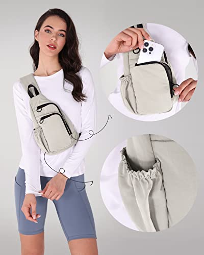 ODODOS Crossbody Sling Bag with Adjustable Straps Small Backpack Lightweight Daypack for Casual Hiking Outdoor Travel, Light Grey