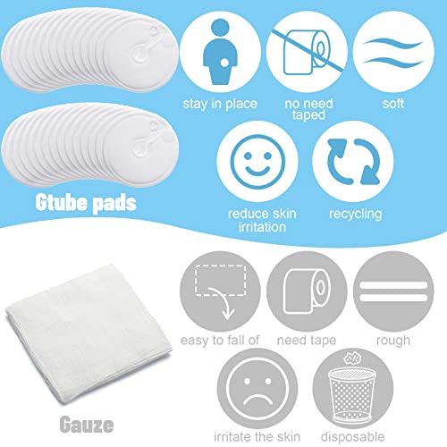 100 Pieces G Tube Button Pads Feeding Tube Pad Peritoneal Feeding Tube Supplies Abdominal G Tube Button Covers Feeding Tube Holder Peg Tube Supplies Soft Absorbent Button Pads Holder for Nursing Care