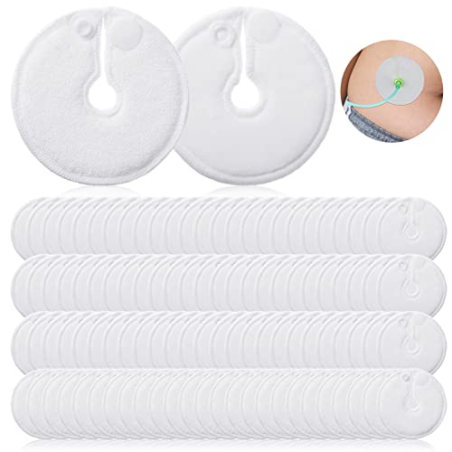 100 Pieces G Tube Button Pads Feeding Tube Pad Peritoneal Feeding Tube Supplies Abdominal G Tube Button Covers Feeding Tube Holder Peg Tube Supplies Soft Absorbent Button Pads Holder for Nursing Care