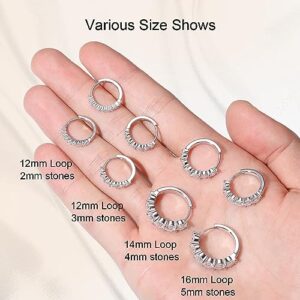 YIMERAIRE Moissanite Earrings, Diamond Hoop Earrings D Color Lab Created Diamond Earrings VVS1 Clarity Brilliant Round Cut 18K White Gold Plated 925 Sterling Silver Huggie Hoop Earrings for Women Men