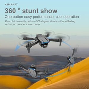 HOTOSYY UAV with dual cameras, portable, three sided obstacle avoidance, one touch takeoff/landing, fixed altitude, 360 degree rollover function (black)