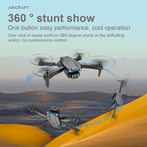 HOTOSYY UAV with dual cameras, portable, three sided obstacle avoidance, one touch takeoff/landing, fixed altitude, 360 degree rollover function (black)