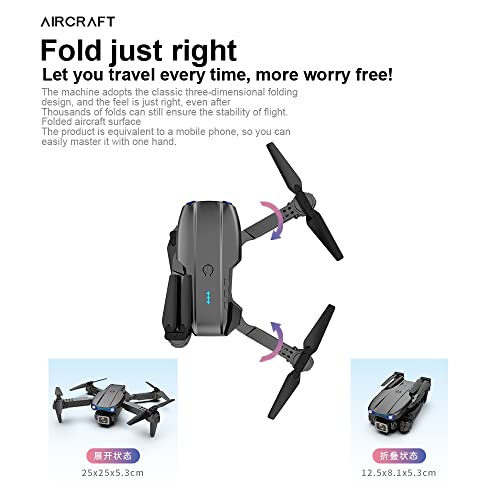 HOTOSYY UAV with dual cameras, portable, three sided obstacle avoidance, one touch takeoff/landing, fixed altitude, 360 degree rollover function (black)