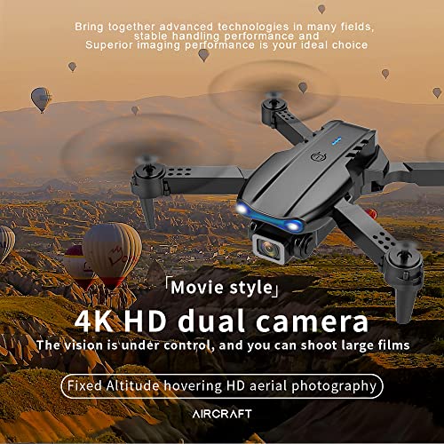 HOTOSYY UAV with dual cameras, portable, three sided obstacle avoidance, one touch takeoff/landing, fixed altitude, 360 degree rollover function (black)