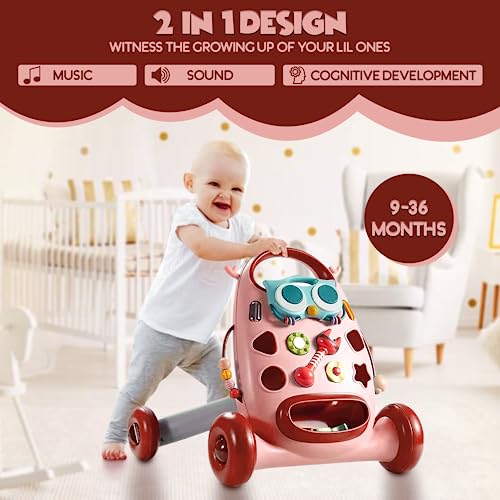 RushFo Interactive Baby Push Walker with Speed Control Features, Safe & Stable Design, Sit to Stand Walker, Best Gift for Christmas, Birthday & Special Occasion