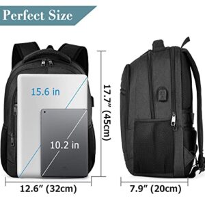 Backpack for Men, Backpacks for School Teen Boys Colleges Water Resistant Back Pack with USB Charging Port, Business Anti Theft Durable Computer Bag Gifts Fits 15.6 Inch Laptop, Black