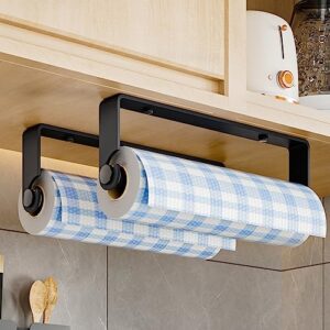 Paper Towel Holder Under Cabinet for Kitchen,Wall Mount Paper Towel Holder Paper Roll Holder,Self Adhesive or Screw Mounting Paper Towel Holder Wall Mount for Kitchen, Pantry (Black)