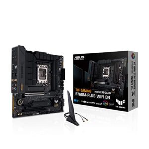 asus tuf gaming b760m-plus wifi d4 intel(13th and 12th gen)lga 1700 matx motherboard,pcie 5.0,2xpcie 4.0 m.2 slots,ddr4,wifi 6,2.5gb lan,usb 3.2 gen 2x2 type-c,front usb 3.2 type-c,thunderbolt (usb4®)