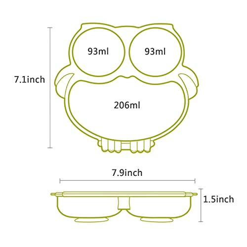 IDVVSSX Silicone Suction Plate for Toddler, Adorable Owl Shape Baby Toddler Plate, Kids Silicone Divided Plate, Baby Plate with Suction, Pink