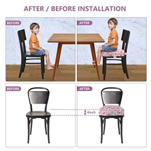 Toddler Booster Seat for Dining Table,4 Inches Washable Double Safer Straps Non-Slip Bottom Booster Seat for Kids, Portable Travel High Density Sponge Detachable Increasing Cushion for Child...