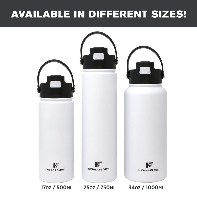 Hydraflow Hybrid - Triple Wall Vacuum Insulated Water Bottle with Flip Straw (25oz, Clay) Stainless Steel Metal Thermos, Reusable Leak Proof BPA-FREE for Sports and Travel