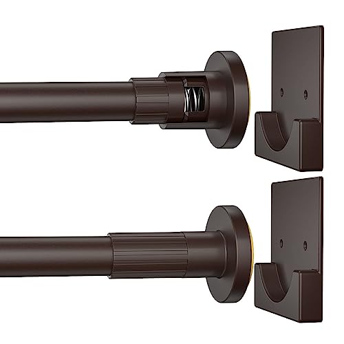 Matte Bronze Shower Curtain Rod,1 Inch Diameter Stainless Steel Adjustable Spring Tension Rods 32 to 80",With Holders,Anti-Slip,No Drilling