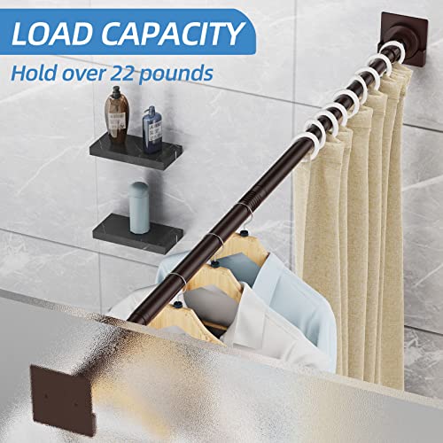 Matte Bronze Shower Curtain Rod,1 Inch Diameter Stainless Steel Adjustable Spring Tension Rods 32 to 80",With Holders,Anti-Slip,No Drilling