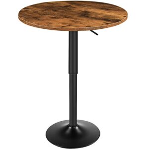 hoobro bar table, height-adjustable round pub table 27-35.4 inches, cocktail table with base, modern style, suitable for living room, dining room, bistro, rustic brown bf58bt01g1