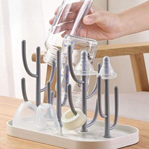 Baby Bottle Drying Rack with Tray, Creative Tree Branch Baby Bottle Dryer Holder for Bottles, Teats, Cups, Pump Parts and Accessories (1 Pc, Beige)