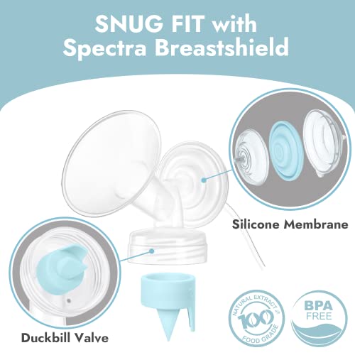 [8-Count] Papablic Duckbill Valves and Silicone Membrane Compatible with Spectra S1, S2 and 9 Plus Breastpumps, Not Original Spectra Pump Parts, BPA/DEHP Free, Blue