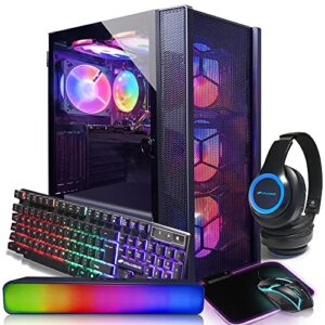 stgaubron gaming desktop pc,intel core i5-10400f up to 4.3g,geforce rtx 2060 super 8g gddr6,16g ddr4,1t ssd,wifi,bt 5.0,rgb fan x6,rgb keybaord&mouse&ms pad,rgb bt sound bar,rgb bt gaming mic,w11h64