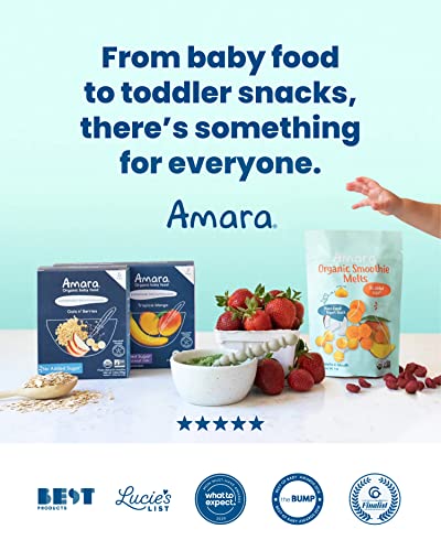 Amara Smoothie Melts - Mixed Red Berries - Baby Snacks Made With Fruits and Vegetables - Healthy Toddler Snacks For Your Kids Lunch Box - Organic Plant Based Yogurt Melts - 6 Resealable Bags