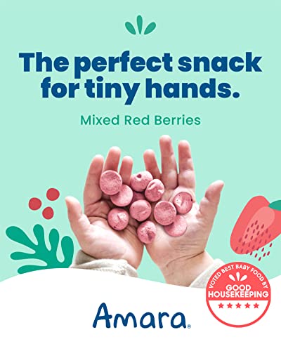 Amara Smoothie Melts - Mixed Red Berries - Baby Snacks Made With Fruits and Vegetables - Healthy Toddler Snacks For Your Kids Lunch Box - Organic Plant Based Yogurt Melts - 6 Resealable Bags