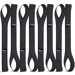 haccoplanet 8pk soft loop motorcycle tie-down straps, 1.6 x 17inch 10000lb break strength, heavy duty tie down loops for securing atv, utv, dirt bike, lawn & garden equipment (black)