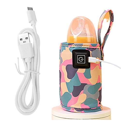 USB Milk Warmer Bag - 2023 New Fast Bottle Warmer for Travel, Portable Car Bottle Warmer for Travel, on The Go Bottle Warmer with USB Cables, Gentle Warmth Maintain Perfect Temperature (Pink)