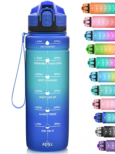 Niggeey 17oz 24oz 32oz Water Bottles, Motivational Water Bottle with Time Marker, Leakproof & BPA Free Tritan Material, Drinking Sports Water Bottle Perfect for Fitness, Gym & School