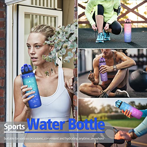 Niggeey 17oz 24oz 32oz Water Bottles, Motivational Water Bottle with Time Marker, Leakproof & BPA Free Tritan Material, Drinking Sports Water Bottle Perfect for Fitness, Gym & School