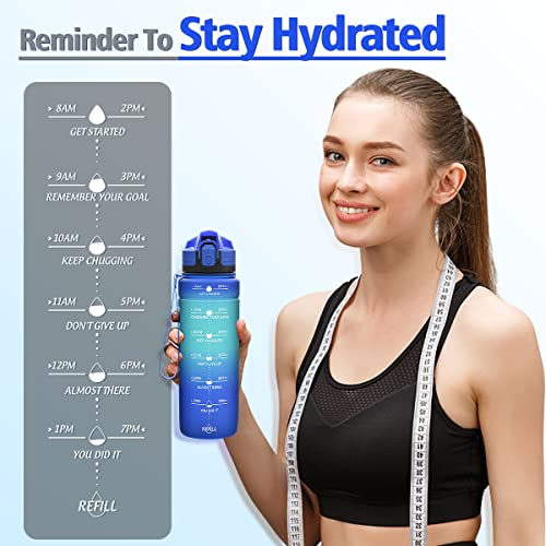 Niggeey 17oz 24oz 32oz Water Bottles, Motivational Water Bottle with Time Marker, Leakproof & BPA Free Tritan Material, Drinking Sports Water Bottle Perfect for Fitness, Gym & School