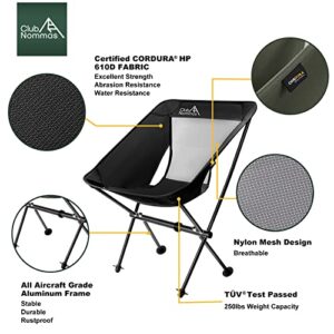 Club Nommas Camping Chairs - Ultra Portable, Lightweight, Compact and Collapsible with Certified Cordura Fabric