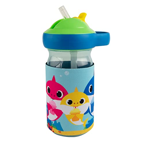 The First Years Baby Shark Chill & Sip Kids Insulated Water Bottle — Baby Shark Water Bottles with Straw and Insulated Cool Wrap — 12 Oz — 24 Months and Up