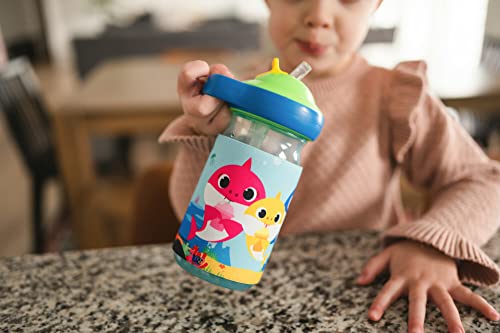 The First Years Baby Shark Chill & Sip Kids Insulated Water Bottle — Baby Shark Water Bottles with Straw and Insulated Cool Wrap — 12 Oz — 24 Months and Up