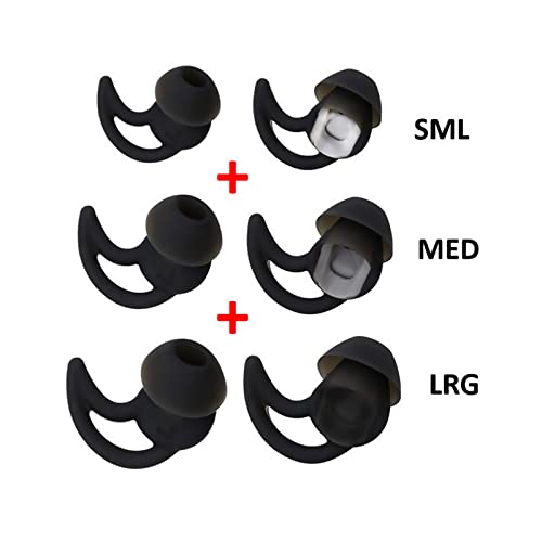 3 Pairs S/M/L Replacement Silicone in Ear Earbud Tips Set Earphone for Bo-se QC20 QC20i SoundSport SIE2i IE2 IE3 Black