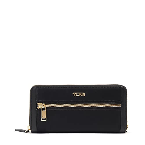 TUMI Voyageur Zip-Around Continental - Premium Continental Wallet - Stain & Water Resistant - Black & Gold Hardware