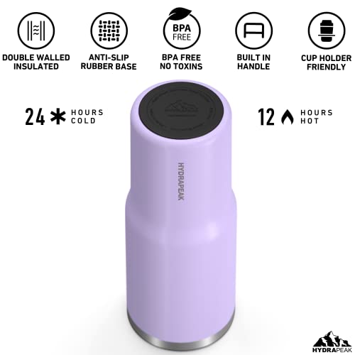 Hydrapeak Nomad 32 oz Tumbler with Handle and Straw Lid, Leakproof Tumbler, Tumbler Lid Straw, Double Insulated Tumblers, 32oz Double Insulated Cup Straw, Stainless Steel (Lavender)