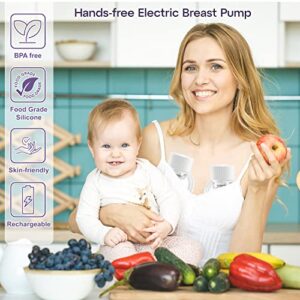 KidzPros Double Wearable Breast Pump, Hands Free Breast Pump, Portable Electric Breast Pump, 3 Modes & 9 Levels, LCD Touch Screen Display, Wearable Milk Extractor, BPA Free Breastfeeding (2pcs)