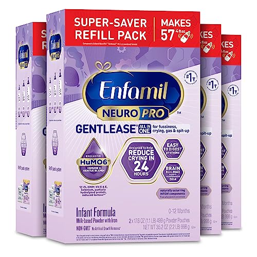 Enfamil NeuroPro Gentlease Baby Formula, Infant Formula Nutrition, Brain and Immune Support with DHA, Proven to Reduce Fussiness, Crying, Gas and Spit-up in 24 Hours, Refill Box, 35.2 Oz (Pack of 4)