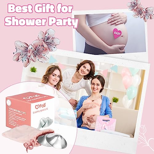 Original Silver Nursing Cups, Nipple Covers for Breastfeeding, Nipple Shields for Nursing Newborns, Breastfeeding Essentials Healing Cups for Sore Nipple Relief, Newborn Essentials Must Haves-Regular