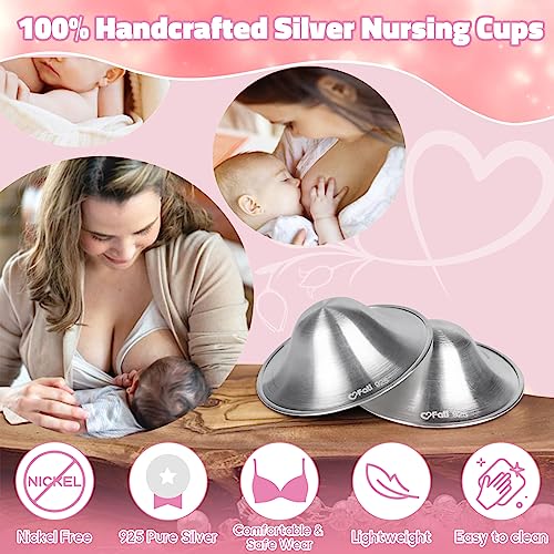 Original Silver Nursing Cups, Nipple Covers for Breastfeeding, Nipple Shields for Nursing Newborns, Breastfeeding Essentials Healing Cups for Sore Nipple Relief, Newborn Essentials Must Haves-Regular