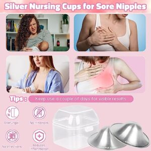 Original Silver Nursing Cups, Nipple Covers for Breastfeeding, Nipple Shields for Nursing Newborns, Breastfeeding Essentials Healing Cups for Sore Nipple Relief, Newborn Essentials Must Haves-Regular