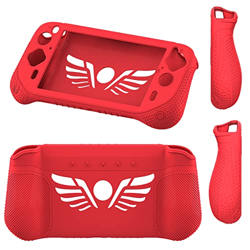 Silicone Cover Case for Logitech G Cloud Gaming Handheld, Protective Skin Sleeve for Logitech G Cloud Gaming Console Screen Film Protector Accessories (Red Case and Sreen Film)